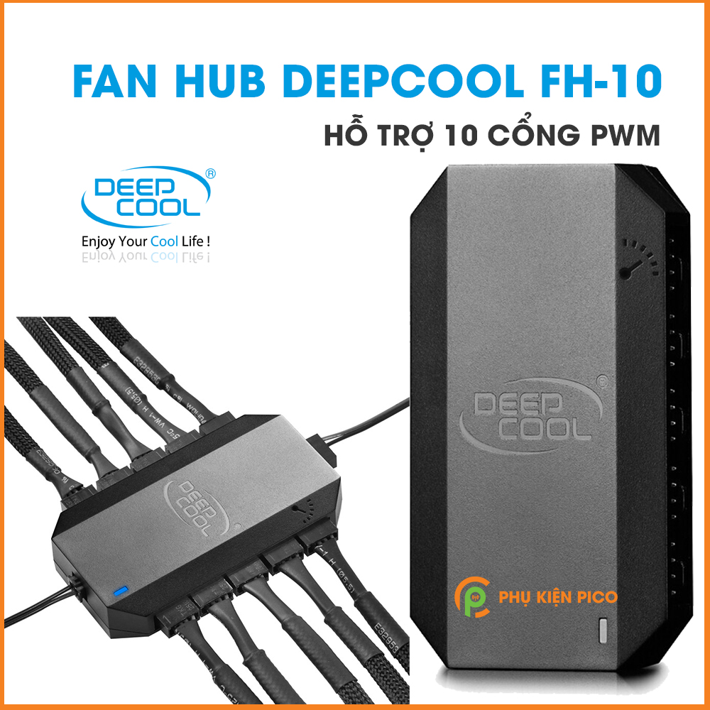 Bộ chia quạt Fan hub DeepCool FH-10 – hỗ trợ 10 cổng PWM, 3 pin và 4 ...