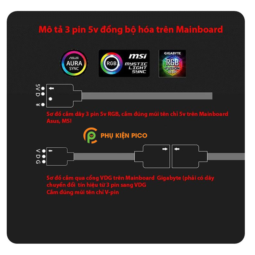 Dây cáp chuyển LED 3 Pin 5v VDG sang Daisy chain (digital RGB của ...