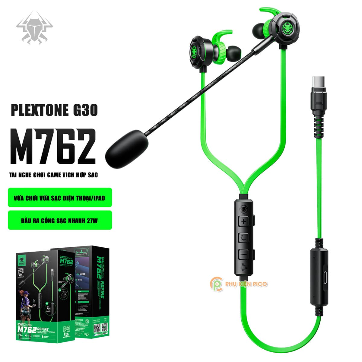 Tai nghe có dây gaming Plextone G30 M762 Type C có mic chống ồn vừa ...